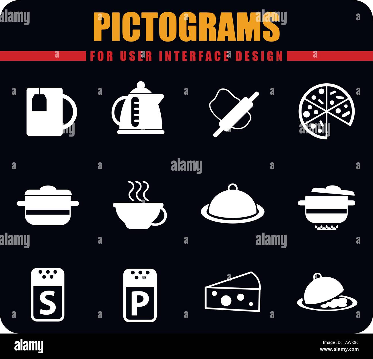 kitchen professional vector pictograms for user interface design Stock ...