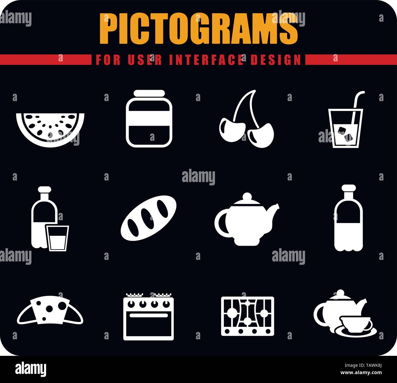 kitchen professional vector pictograms for user interface design Stock ...