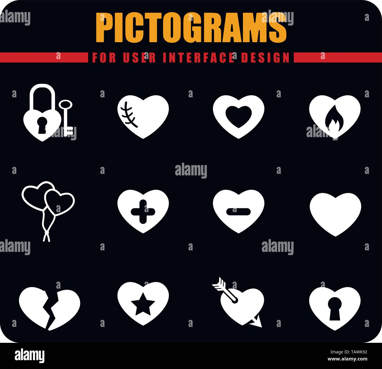 heart professional vector pictograms for user interface design Stock ...