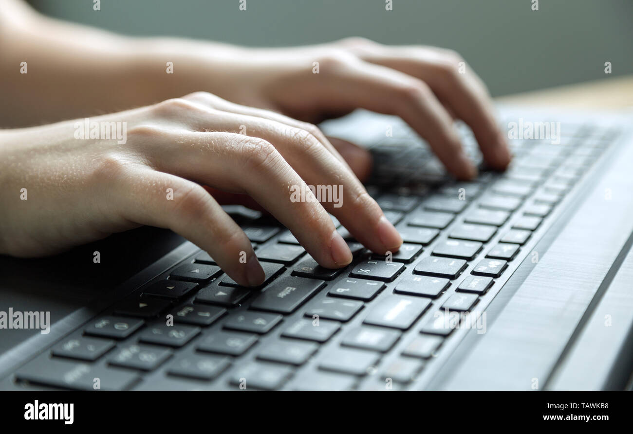 Close up hands typing text hi-res stock photography and images - Alamy
