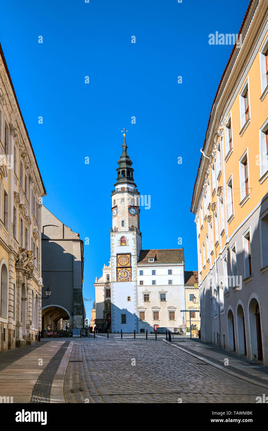 Goerlitz, Germany, historical houses and church on main square in the ...