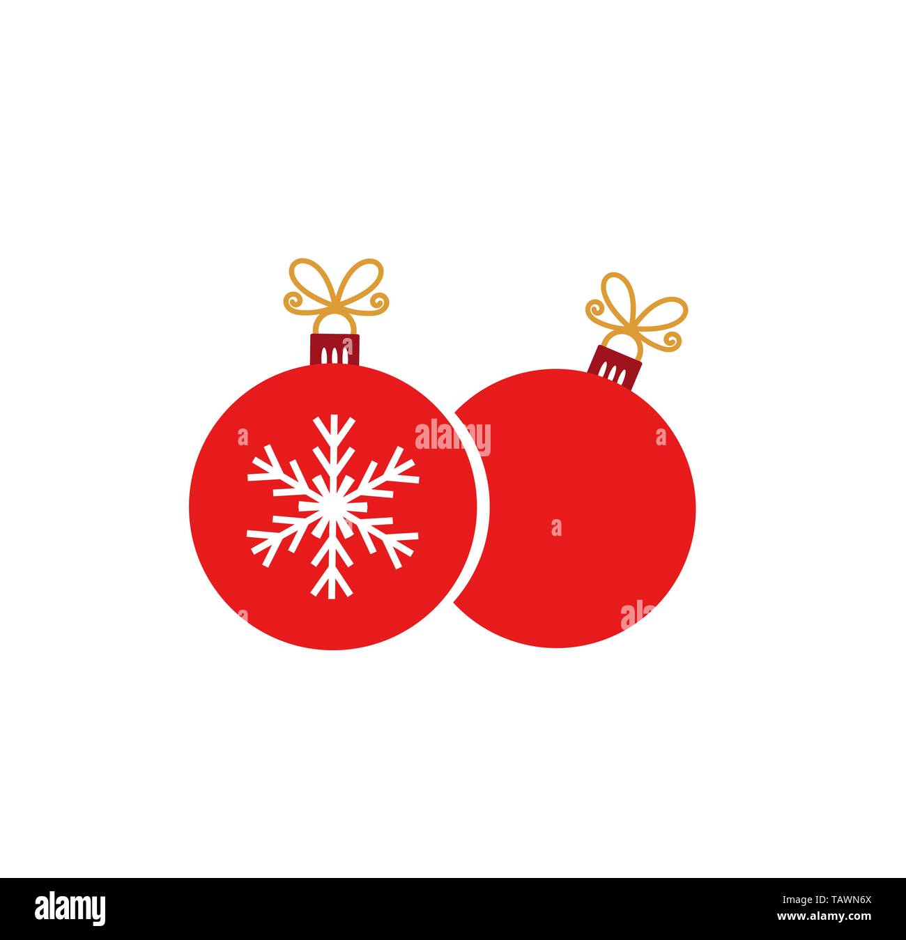 Two red Christmas balls ornaments isolated on white background. Vector ...