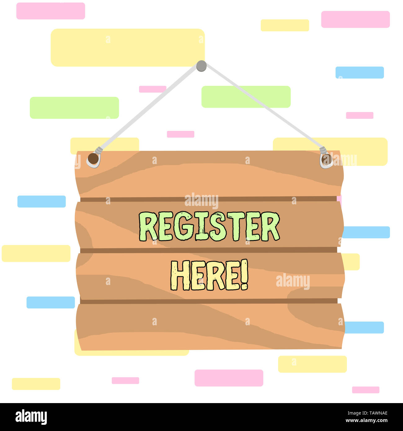 Writing note showing Register Here. Business concept for put your name ...