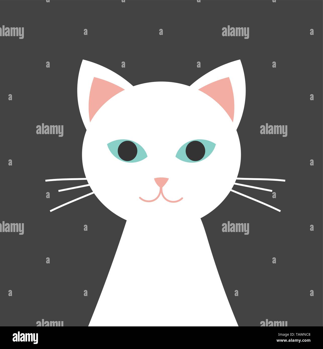 White cat with blue eyes portrait. Vector illustration Stock Vector ...