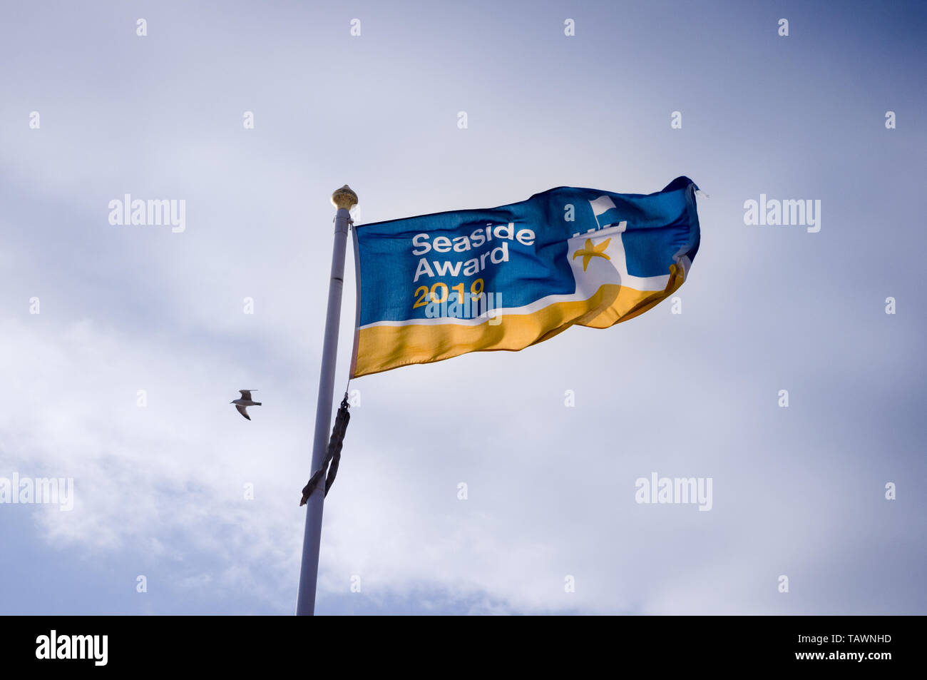 Blackpool England 26 May 2019: Seaside Award Flag for Beaches flying in ...