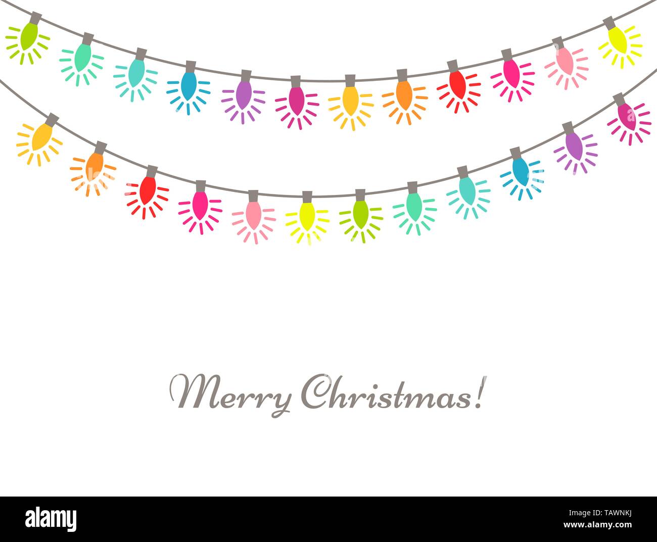 Vibrant Christmas lights colors chains on white background. Vector ...