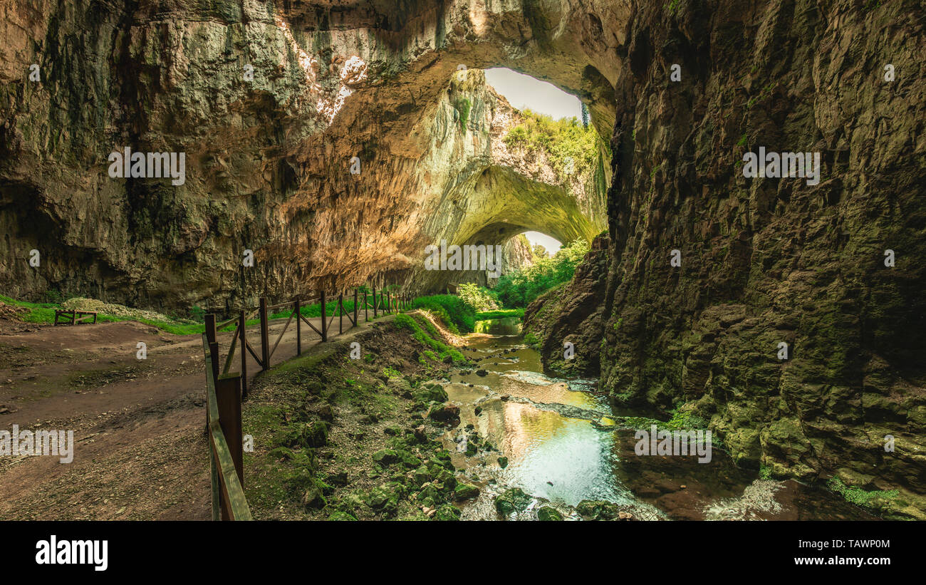 Panoramic view inside the Devetashka Cave near Devetaki village and ...