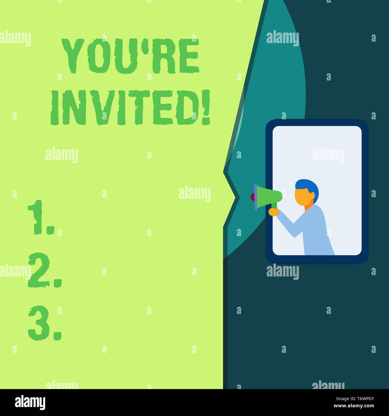 Conceptual hand writing showing You Re Invited. Concept meaning You are ...