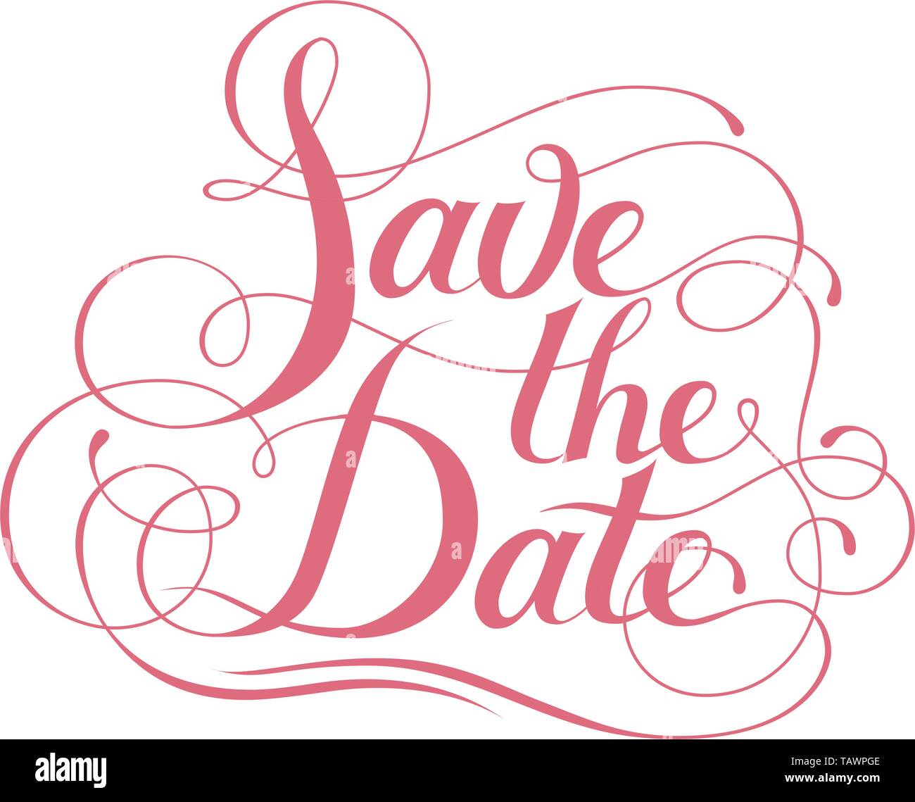 Vector design with calligraphic Save the date lettering Stock Vector ...
