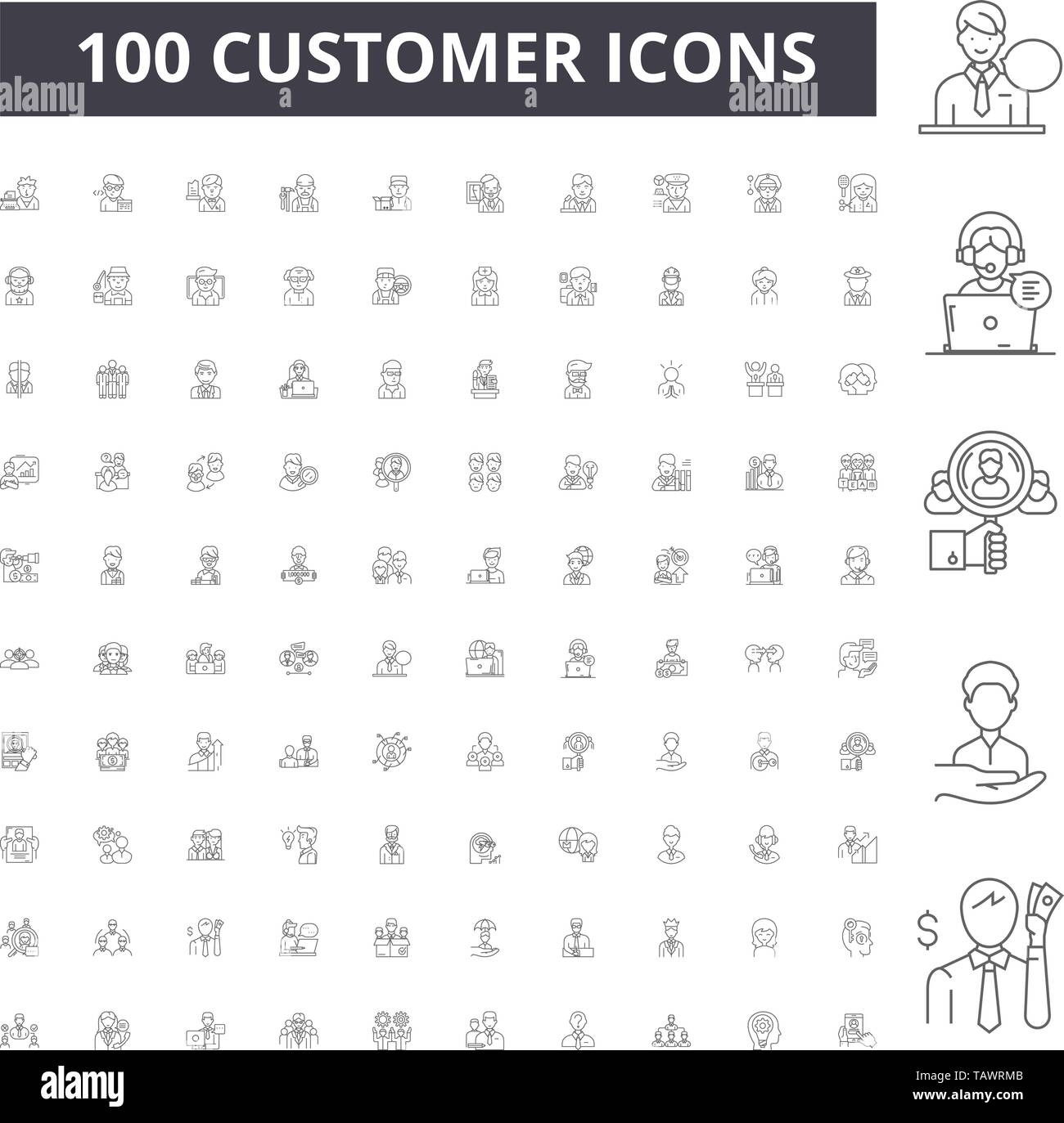 Customer line icons, signs, vector set, outline illustration concept ...