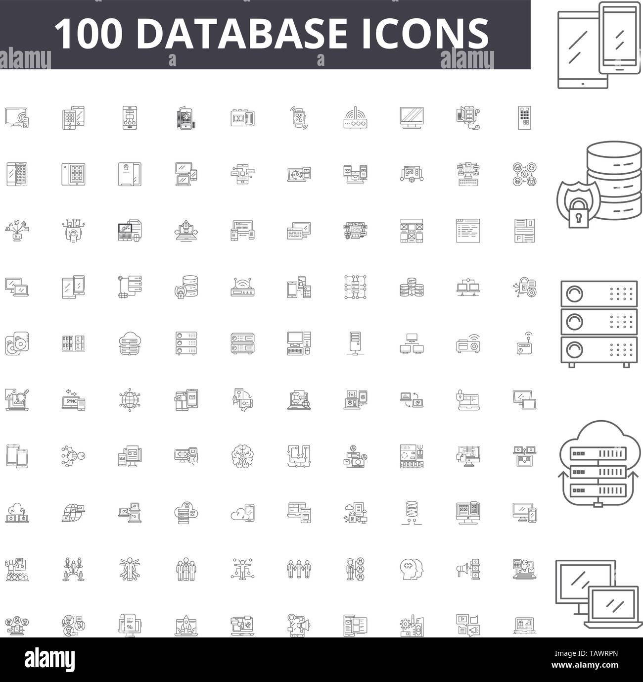 Database line icons, signs, vector set, outline illustration concept Stock Vector Image & Art ...
