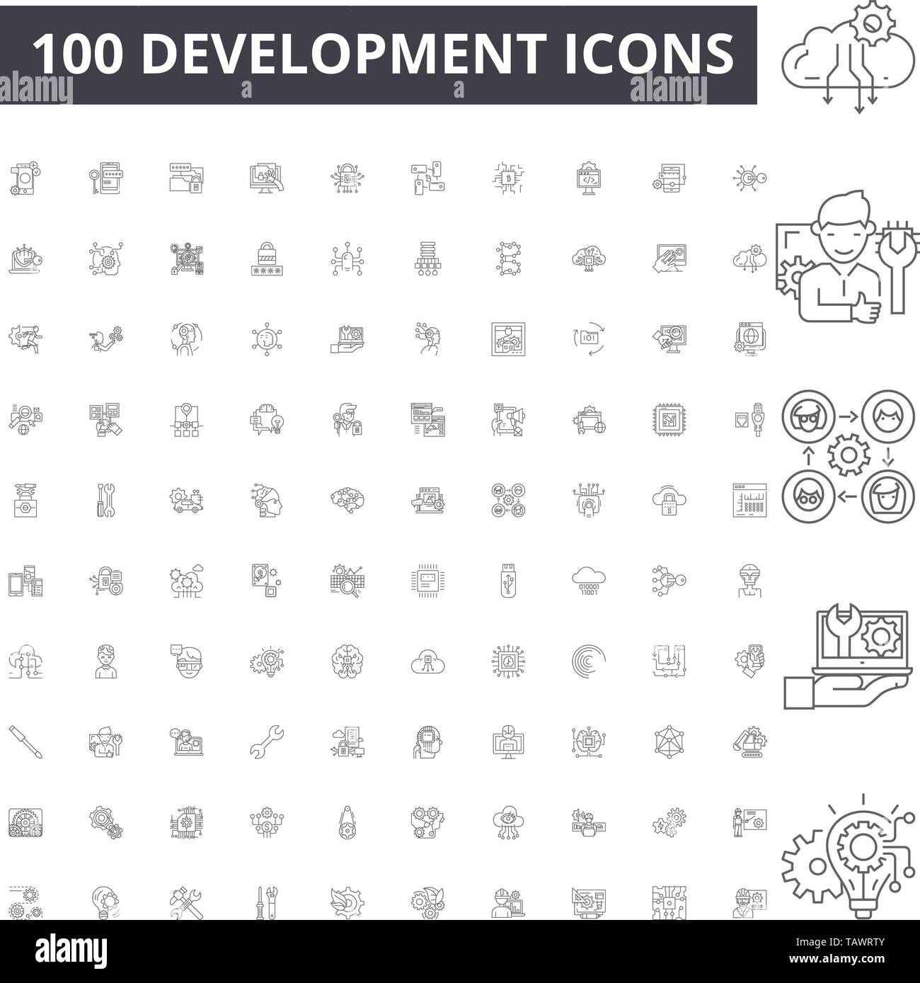 Development line icons, signs, vector set, outline illustration concept ...