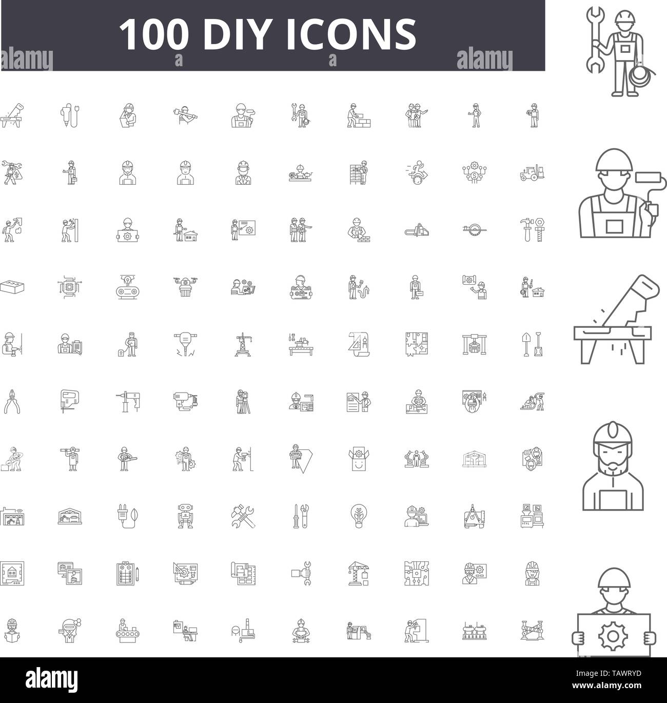 Diy line icons, signs, vector set, outline illustration concept Stock ...