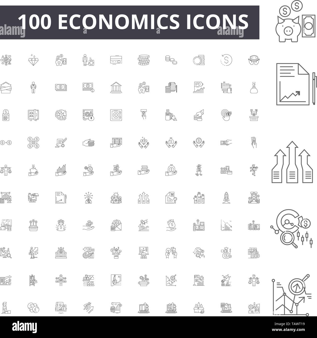 Economics line icons, signs, vector set, outline illustration concept ...