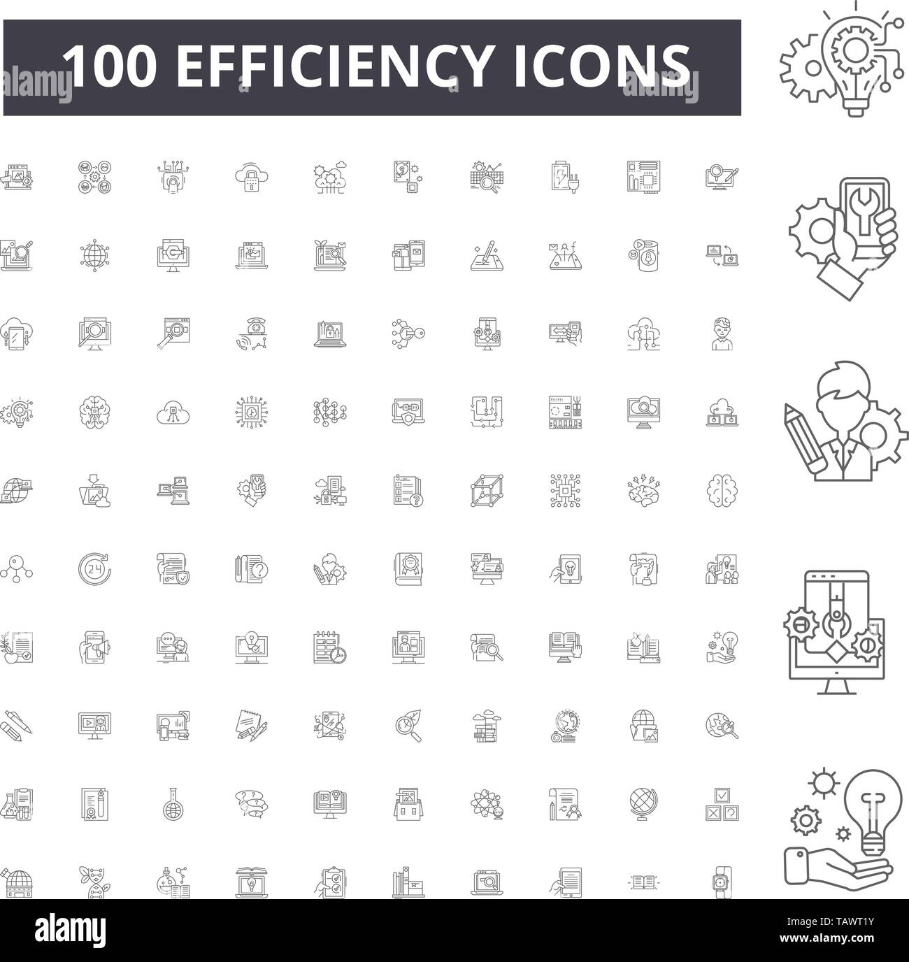Efficiency line icons, signs, vector set, outline illustration concept ...