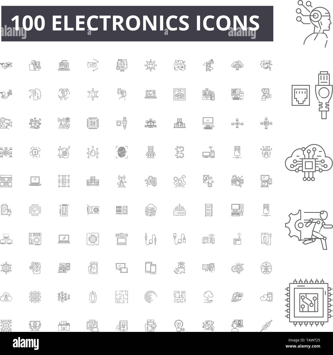 Electronics line icons, signs, vector set, outline illustration concept ...
