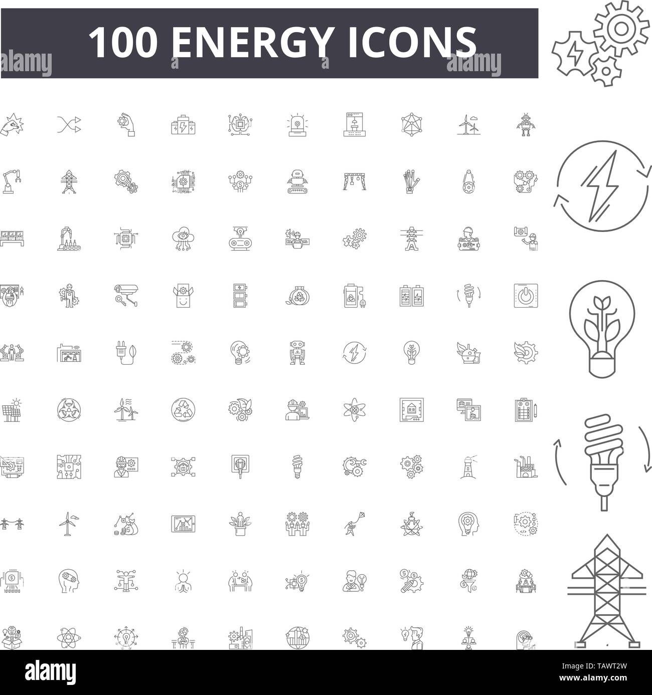 Energy line icons, signs, vector set, outline illustration concept ...