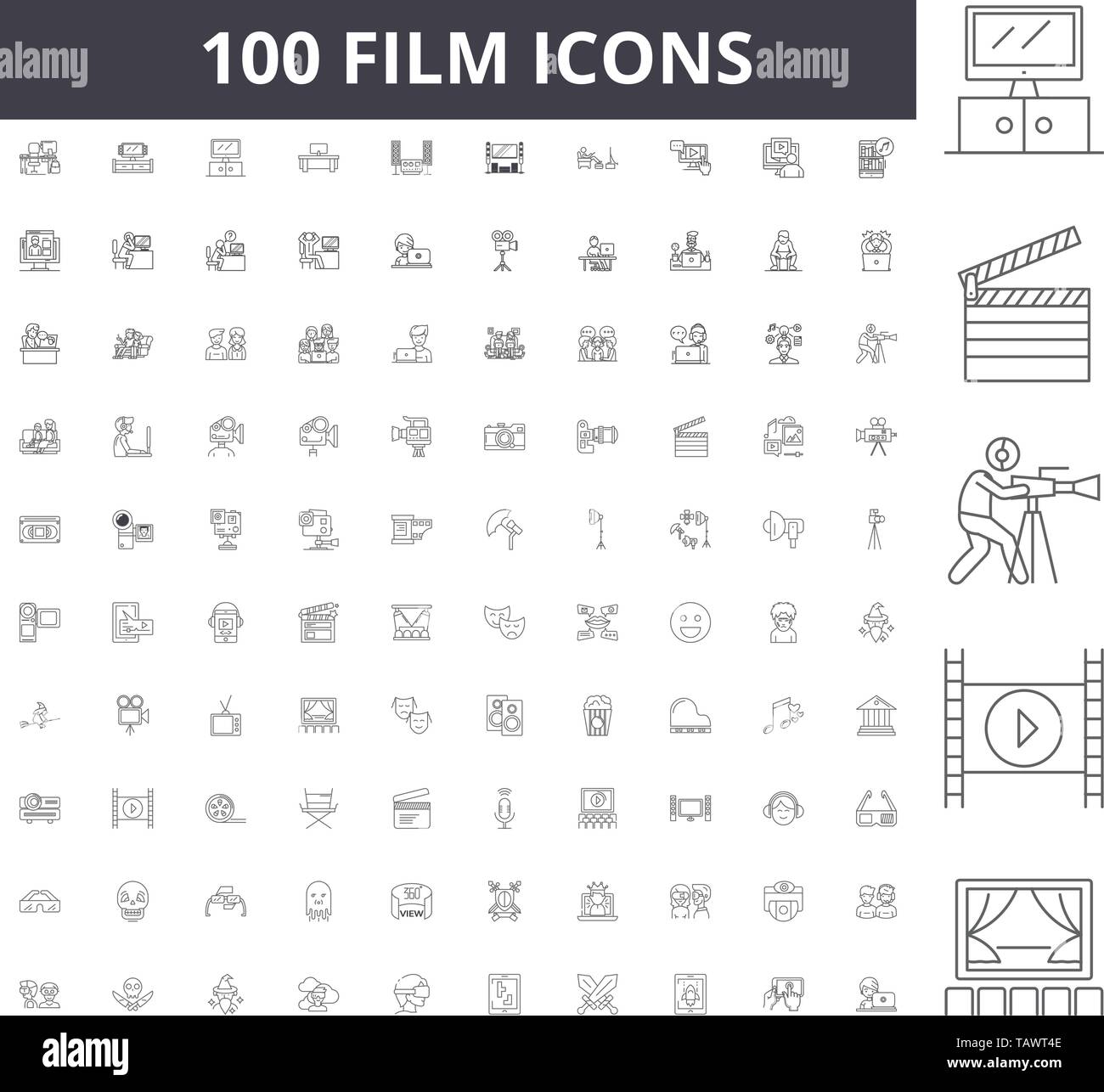 Film line icons, signs, vector set, outline illustration concept Stock ...