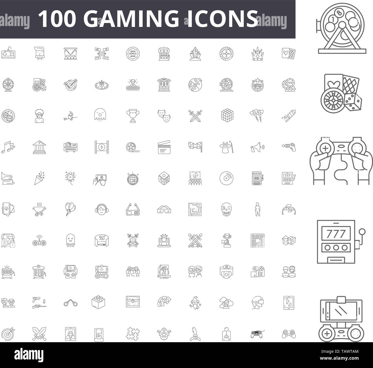 Gaming line icons, signs, vector set, outline illustration concept ...