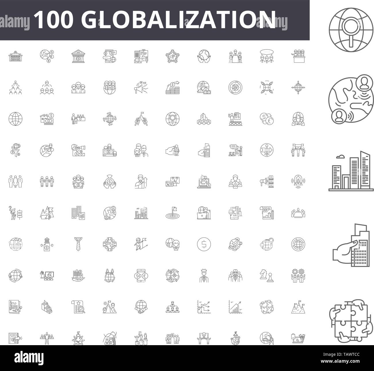 Globalization line icons, signs, vector set, outline illustration ...