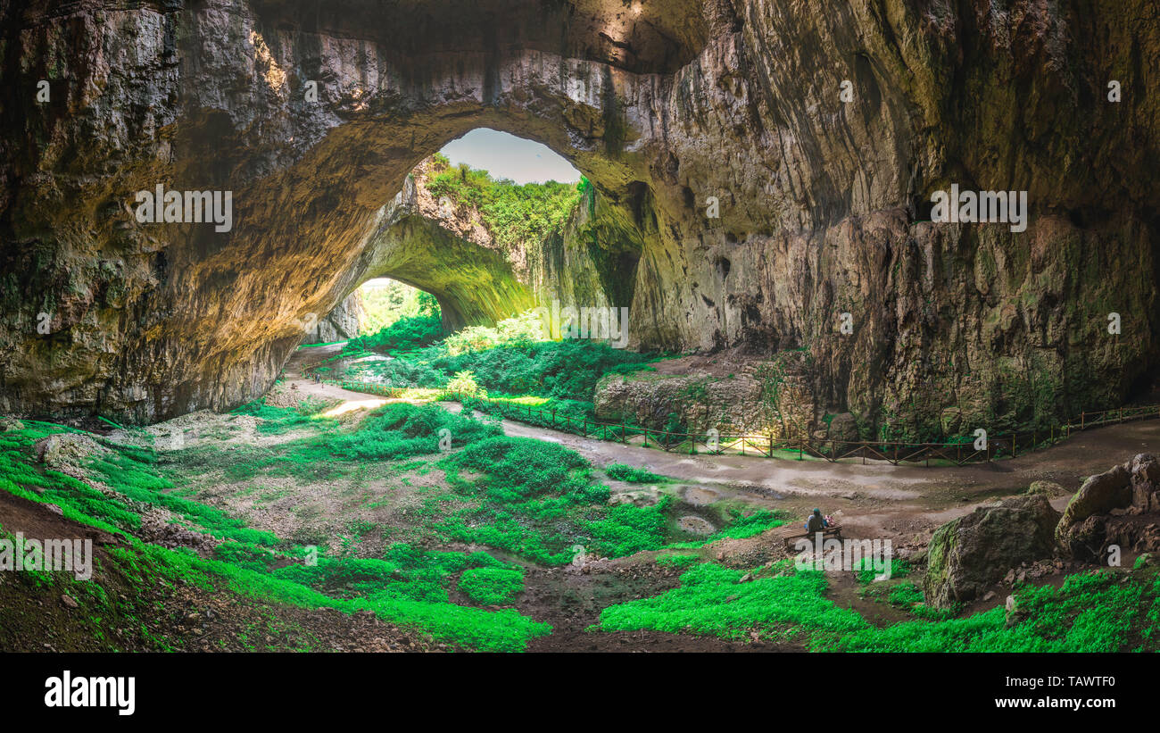 Panoramic view inside the Devetashka Cave near Devetaki village and ...