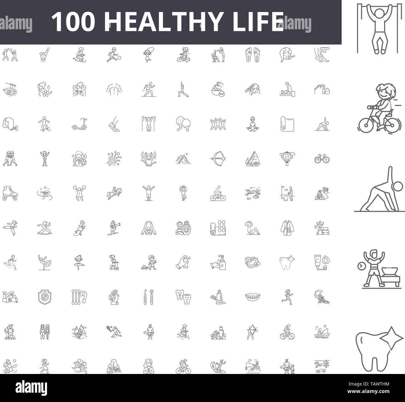 Healthy life line icons, signs, vector set, outline illustration ...