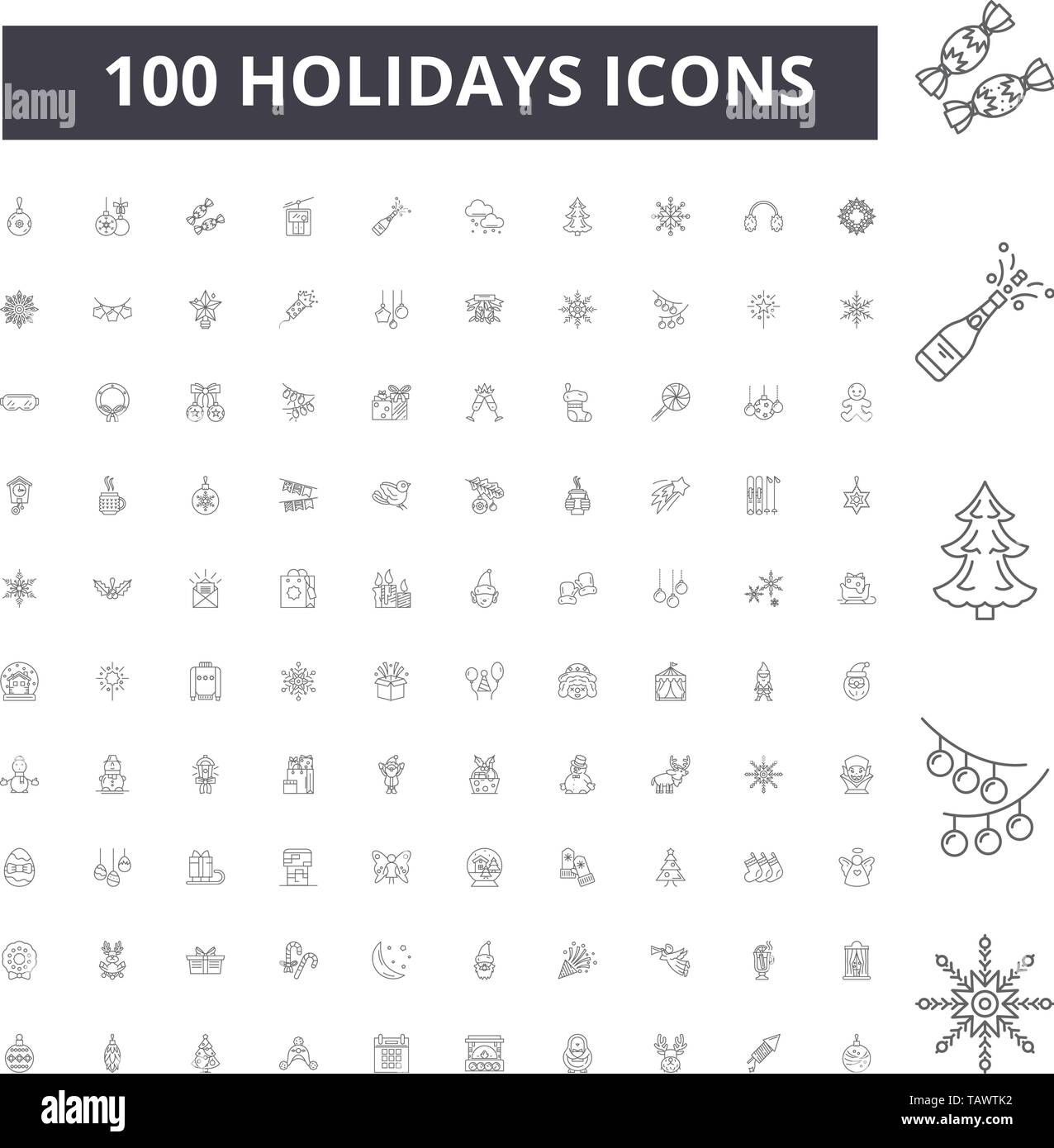 Holidays line icons, signs, vector set, outline illustration concept ...