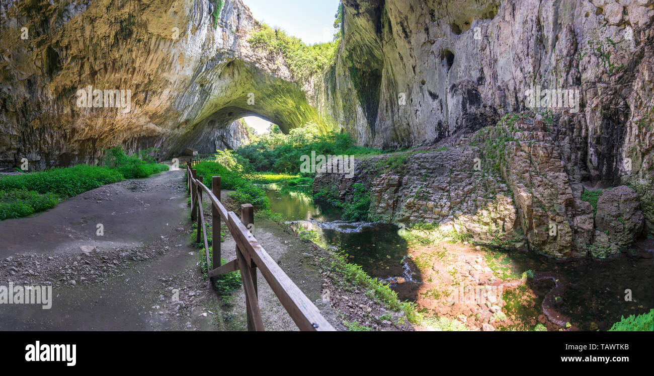 Panoramic view inside the Devetashka Cave near Devetaki village and ...