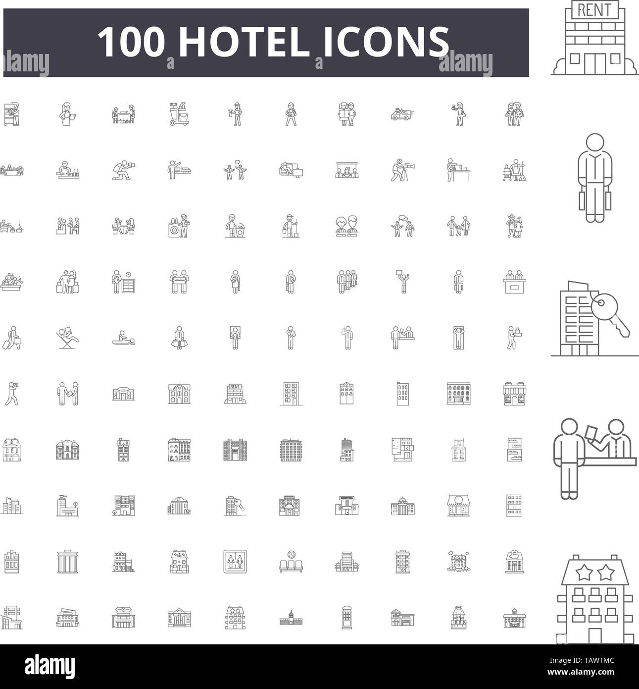 Hotel line icons, signs, vector set, outline illustration concept Stock ...