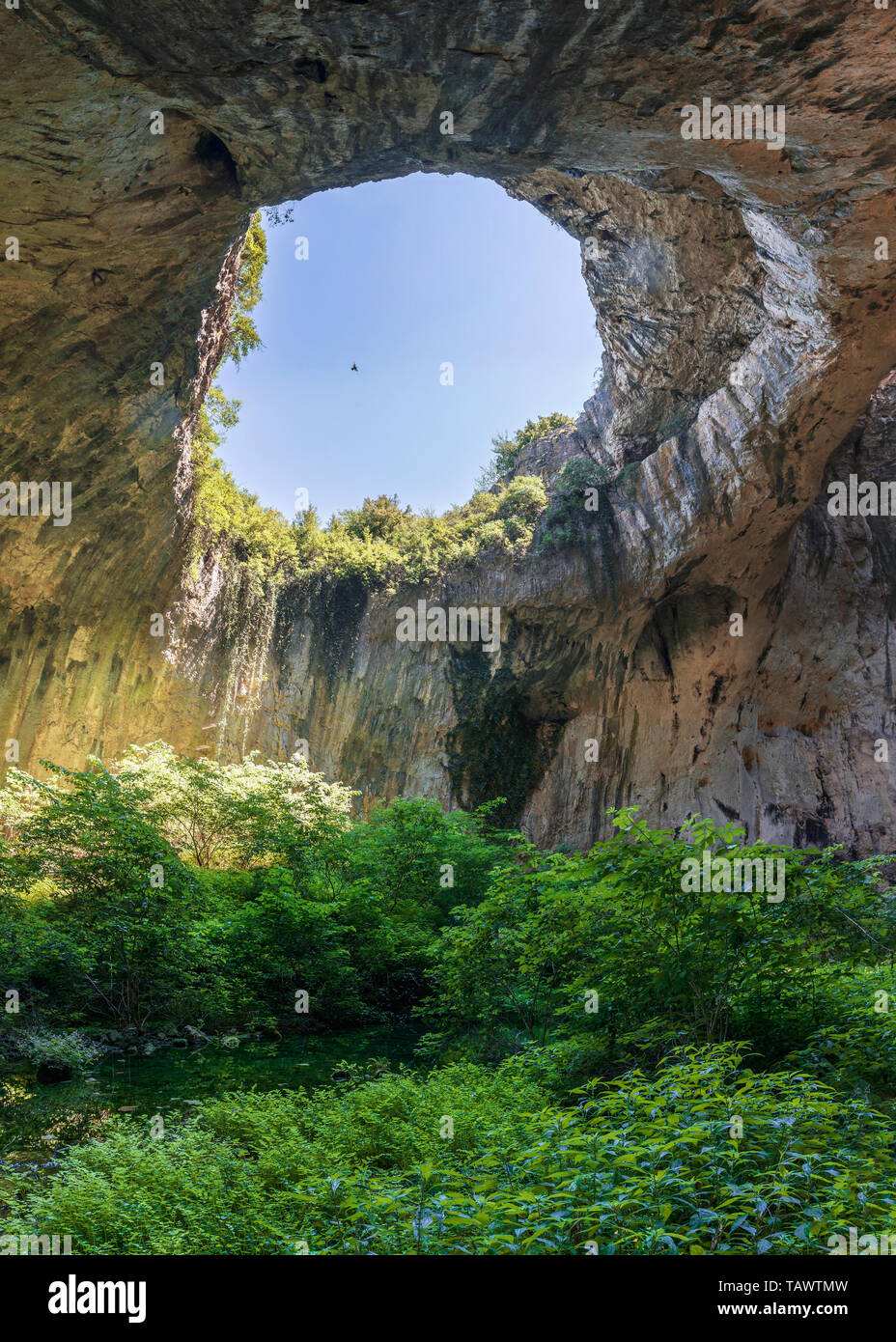 Panoramic view inside the Devetashka Cave near Devetaki village and ...
