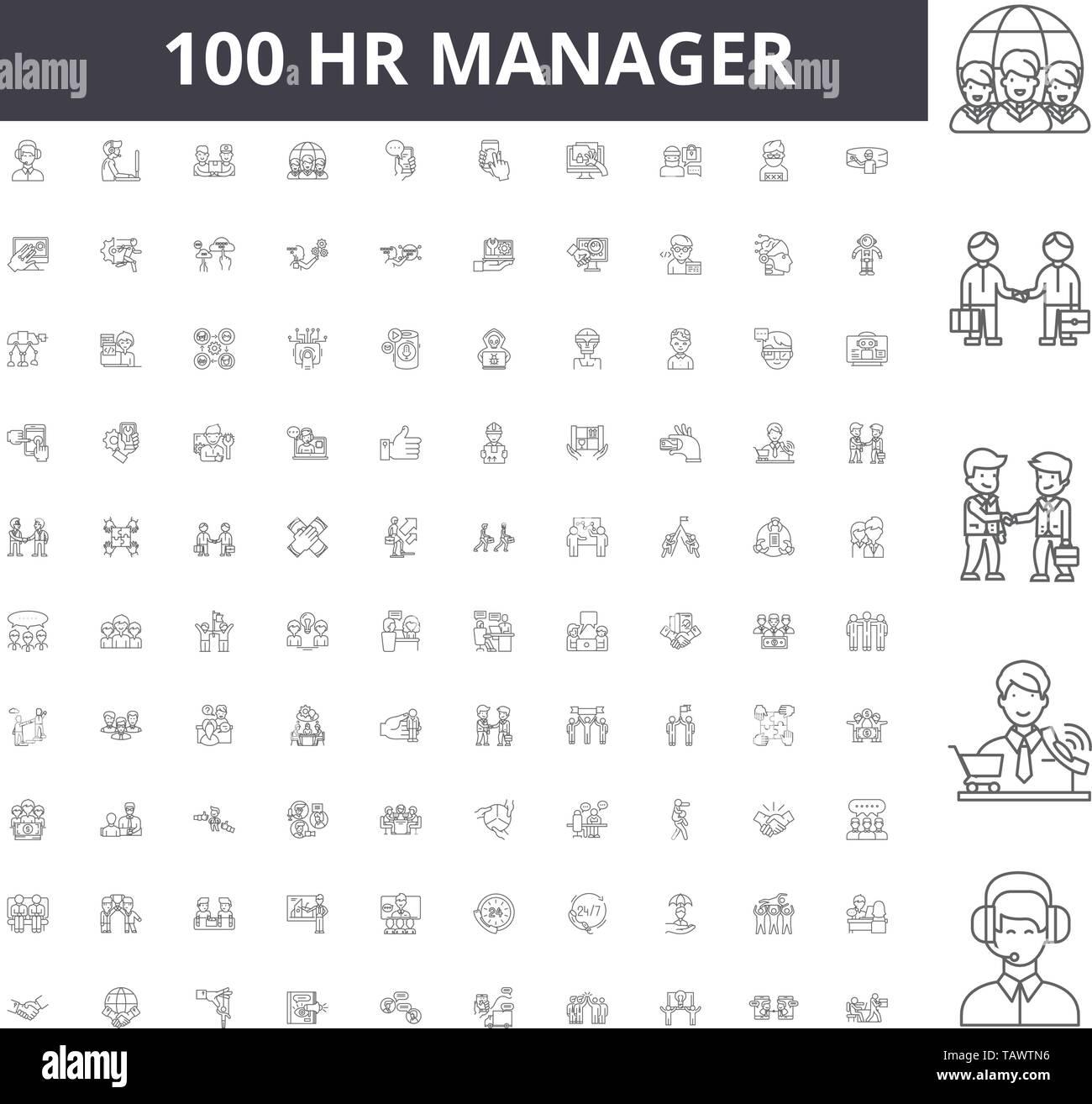 Hr manager line icons, signs, vector set, outline illustration concept ...
