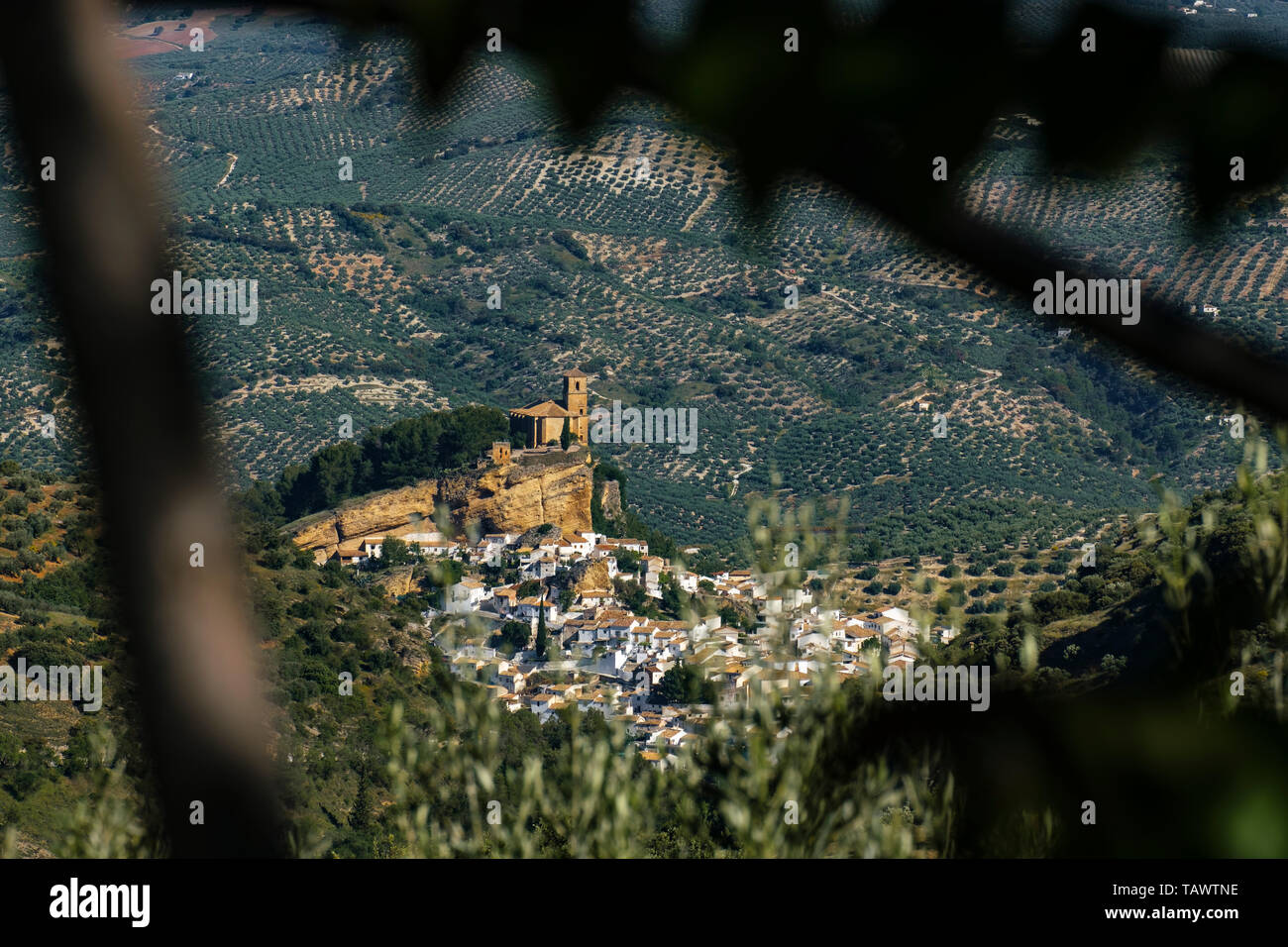Panoramic view typical Andalusian village of Montefrio. Granada ...