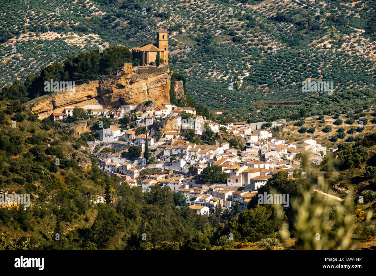 Panoramic view typical Andalusian village of Montefrio. Granada ...