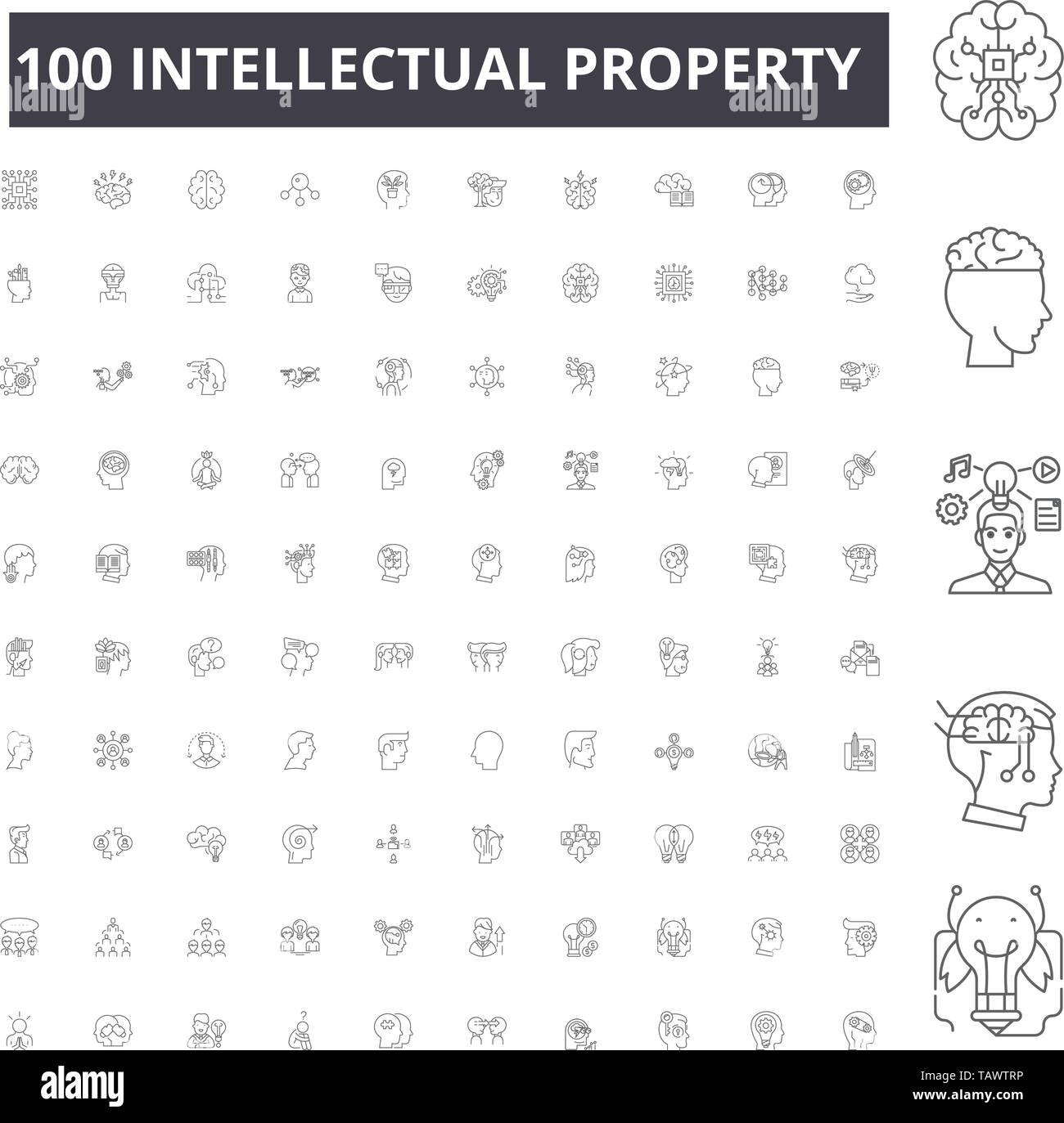 Intellectual property line icons, signs, vector set, outline ...