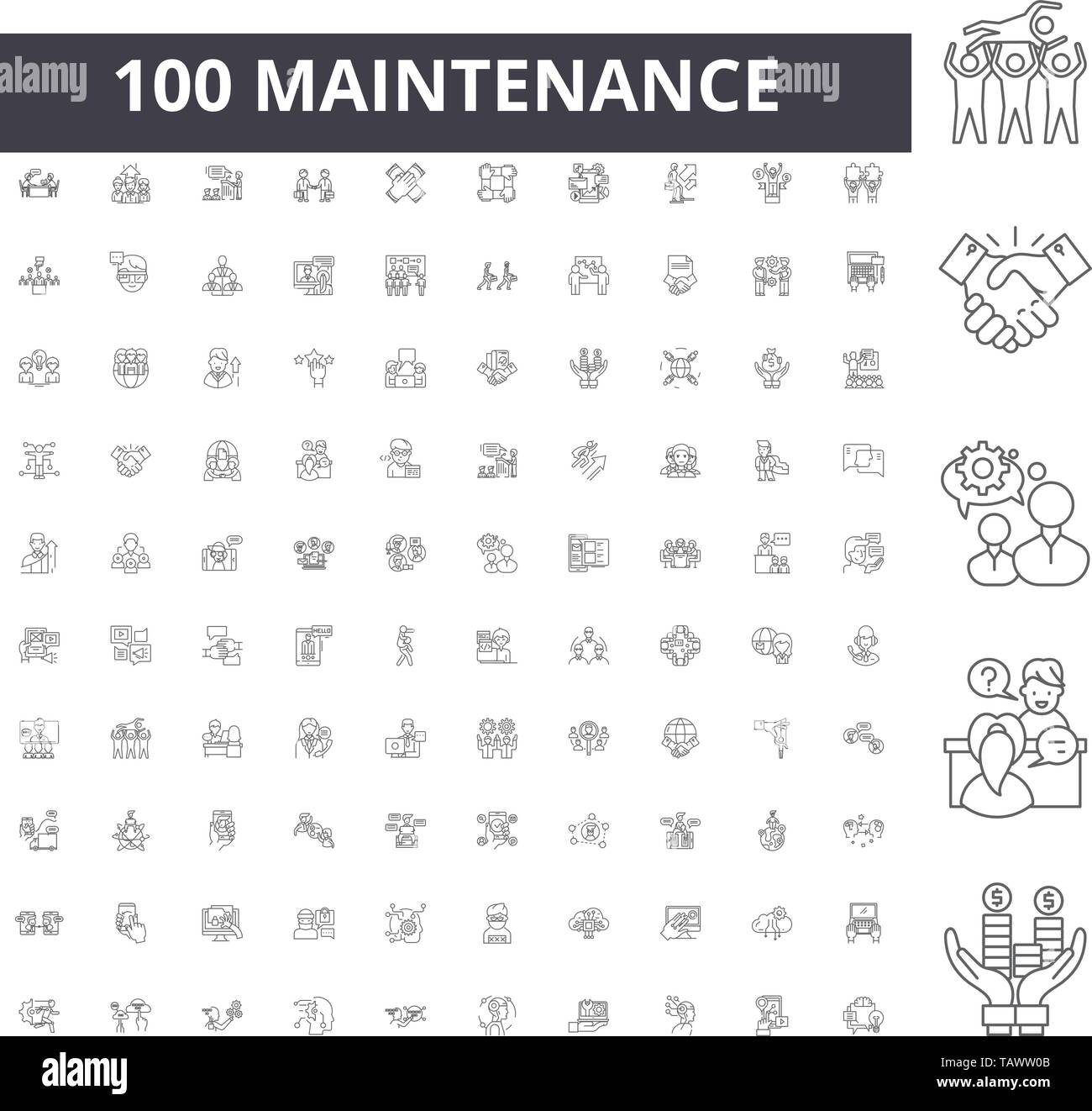 Maintenance line icons, signs, vector set, outline illustration concept ...
