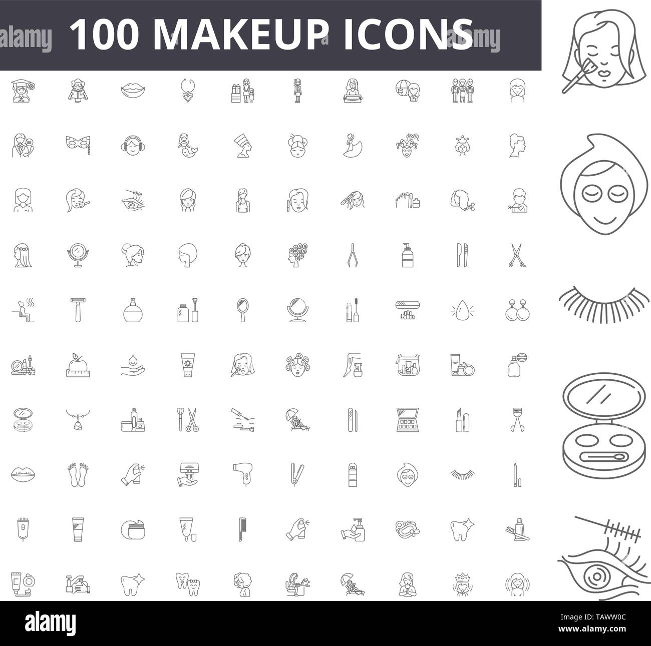 Makeup line icons, signs, vector set, outline illustration concept ...