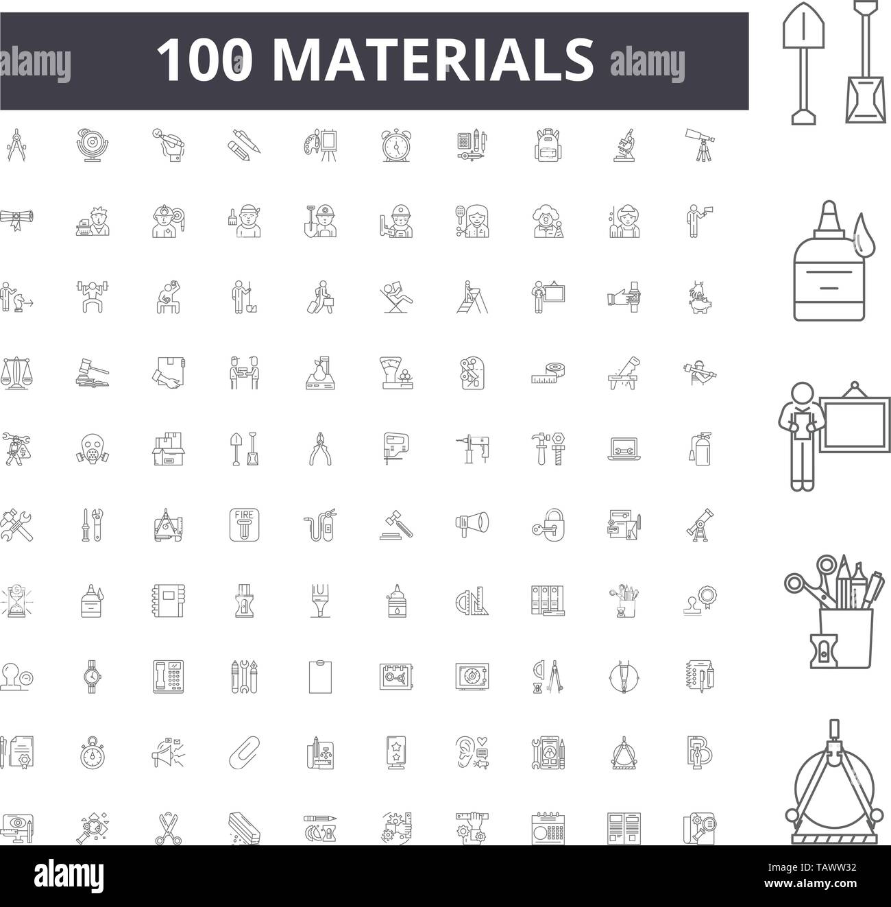 Materials line icons, signs, vector set, outline illustration concept ...