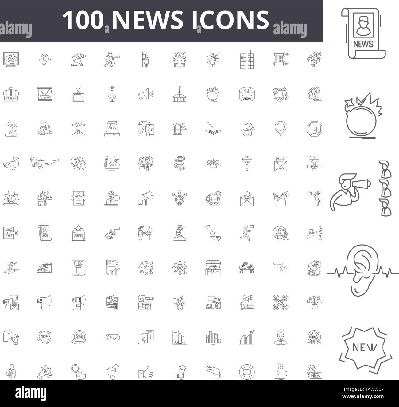 News line icons, signs, vector set, outline illustration concept Stock ...