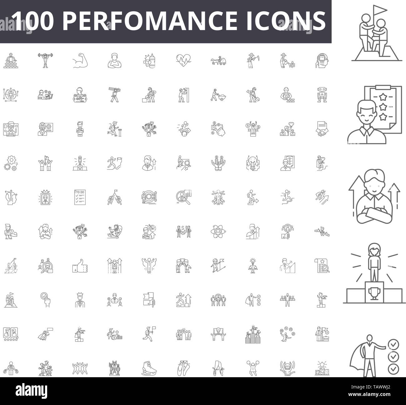 Perfomance line icons, signs, vector set, outline illustration concept ...