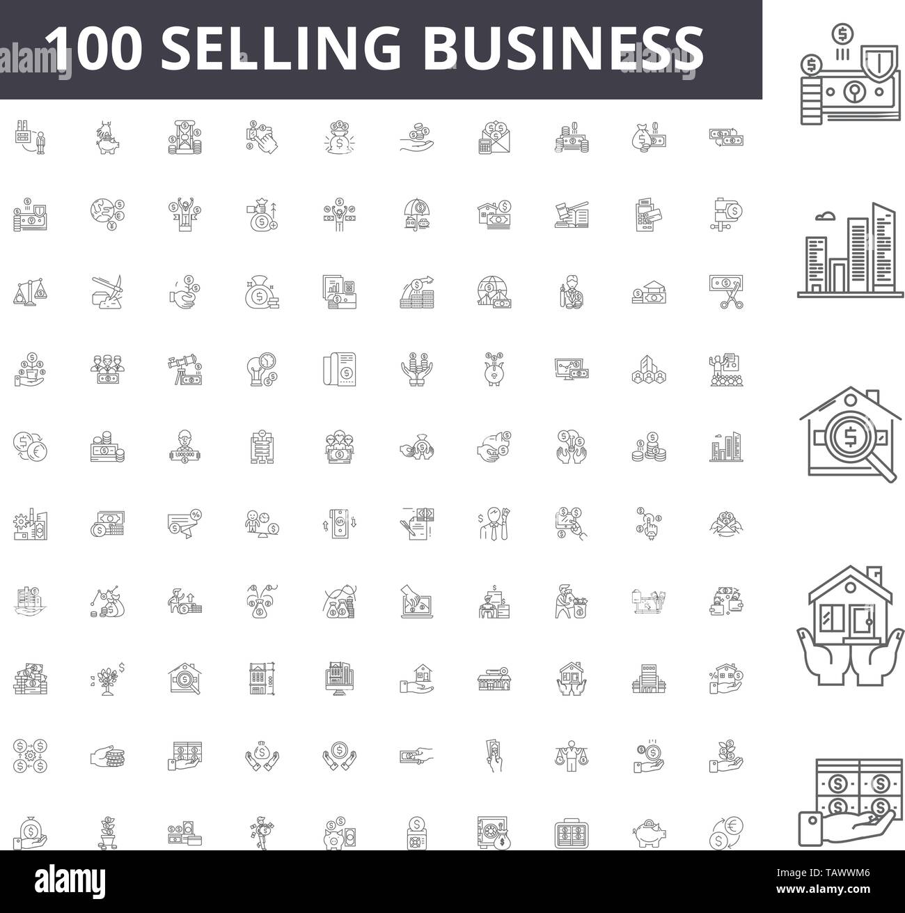 Selling business line icons, signs, vector set, outline illustration ...
