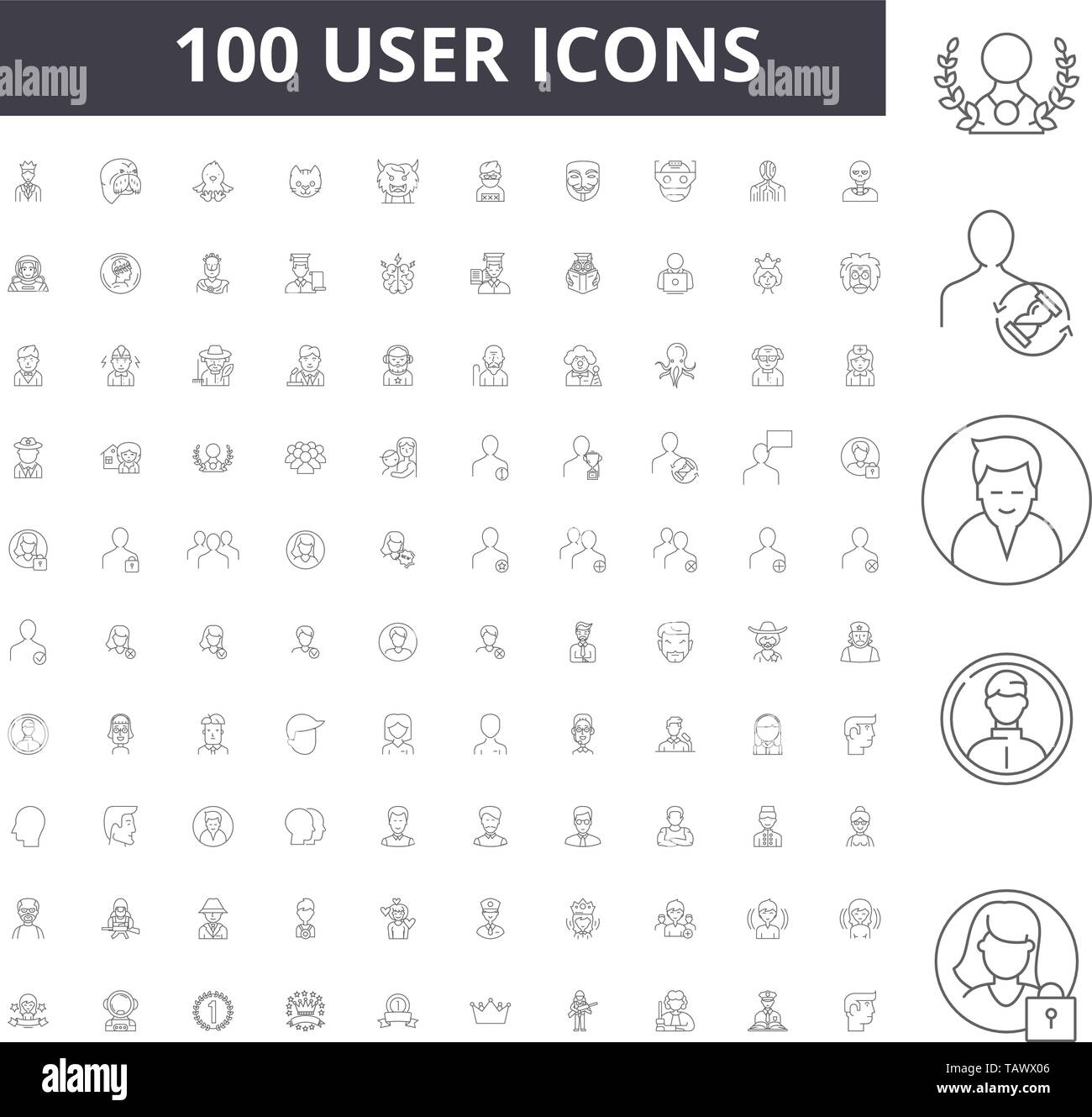 User line icons, signs, vector set, outline illustration concept Stock ...