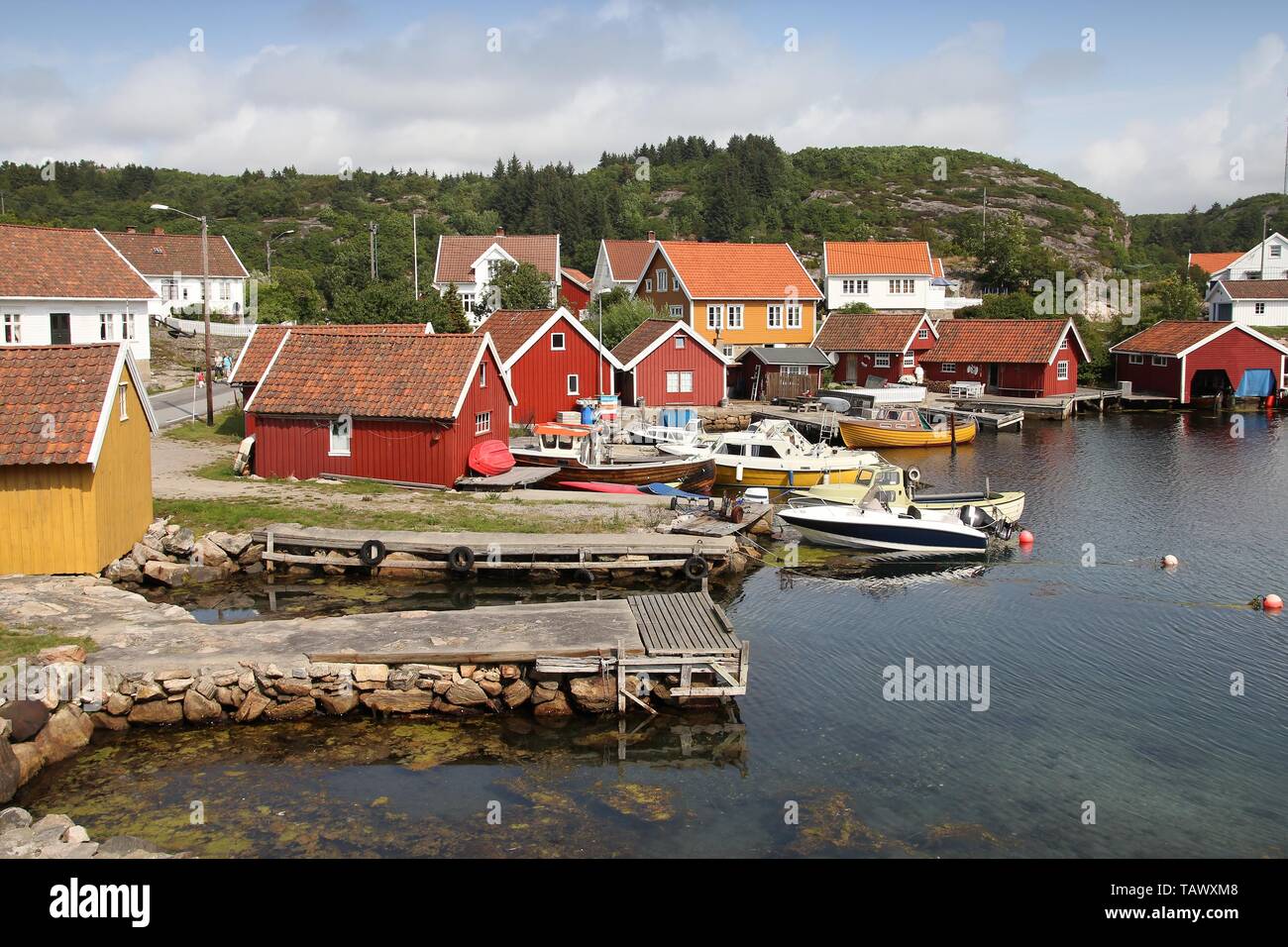 Norway - Skjernoya island in the region Sorlandet. Small fishing ...