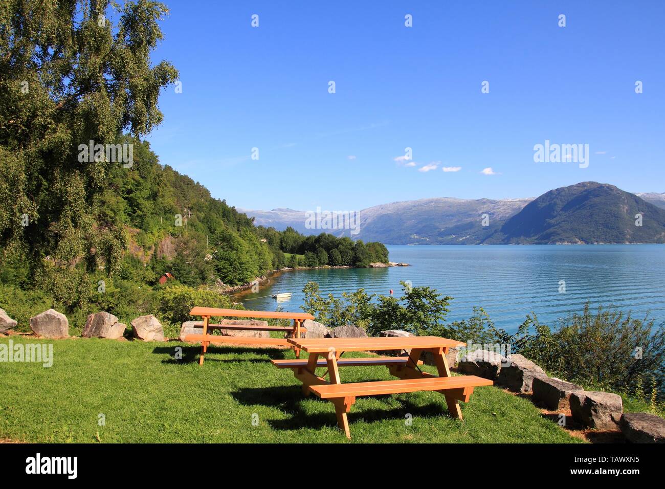 Hardangerfjord bench hi-res stock photography and images - Alamy