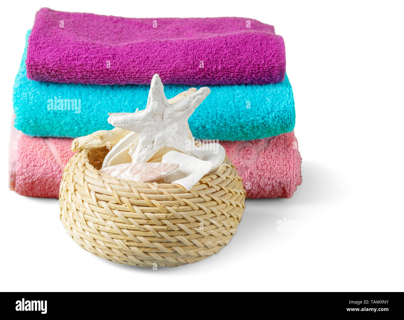 Spa bath shower items isolated on white background Stock Photo - Alamy