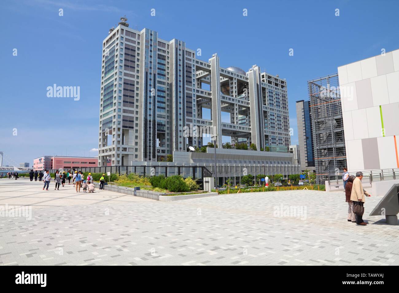 TOKYO, JAPAN - MAY 11, 2012: People visit Fuji TV building in Tokyo ...