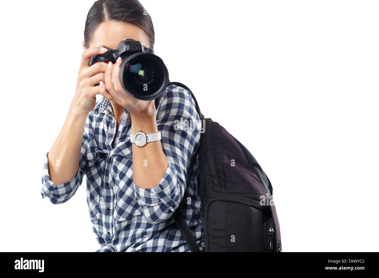Woman photographer at work Stock Photo - Alamy