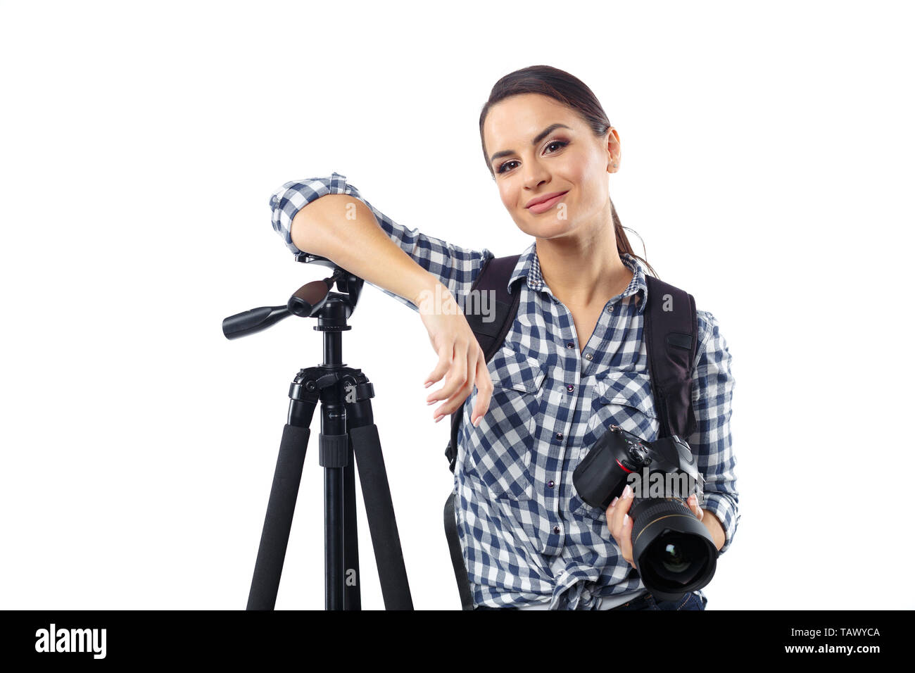 Woman photographer at work Stock Photo - Alamy