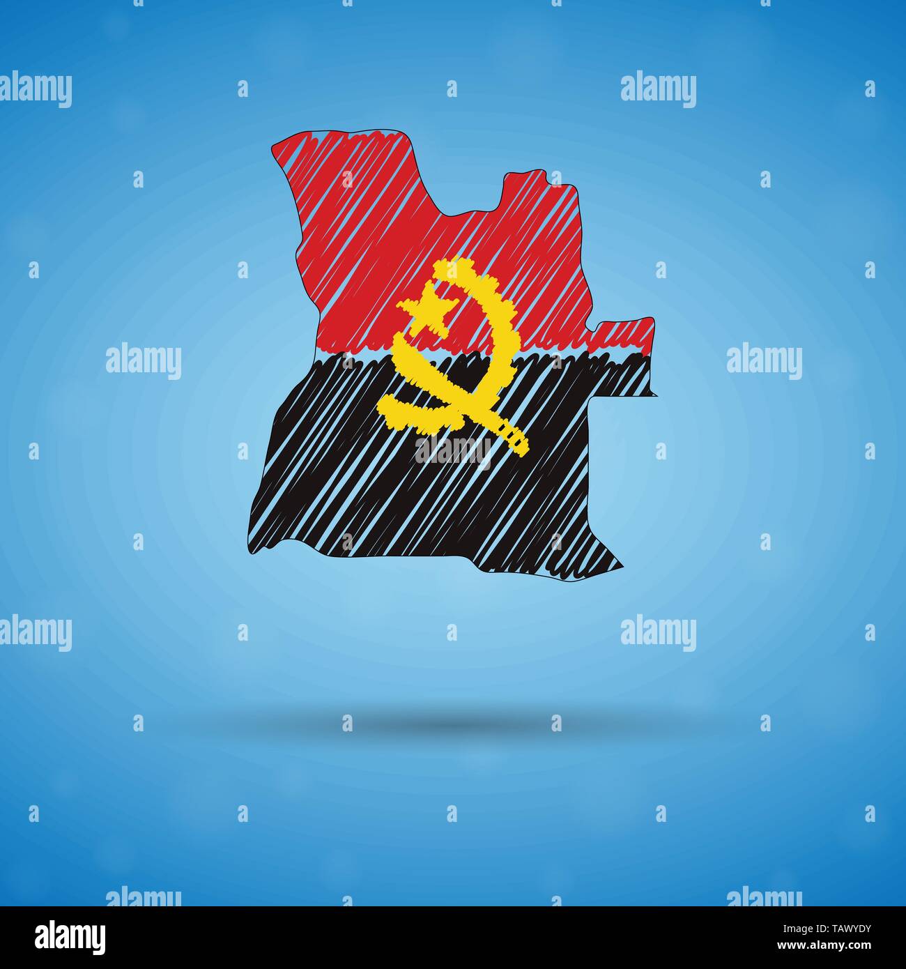 Scribble map of Angola. Sketch Country map for infographic, brochures ...