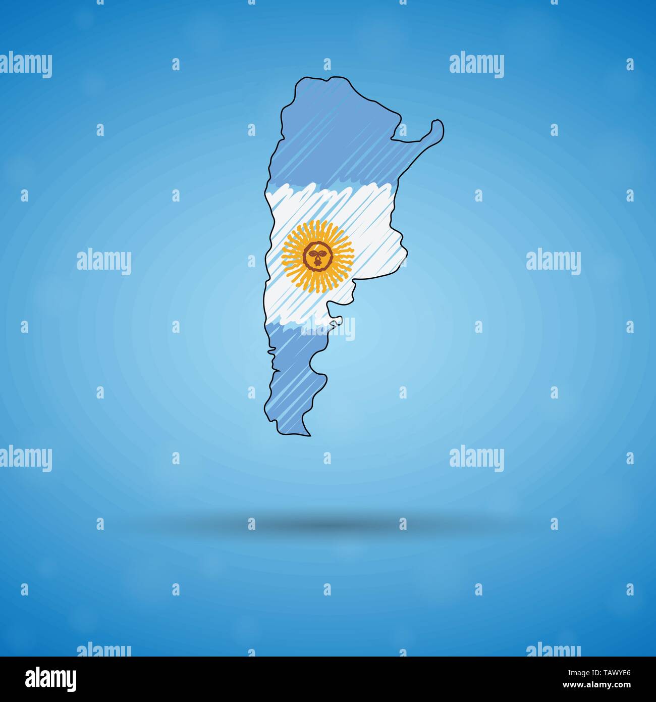 Scribble map of Argentina. Sketch Country map for infographic, brochures and presentations ...