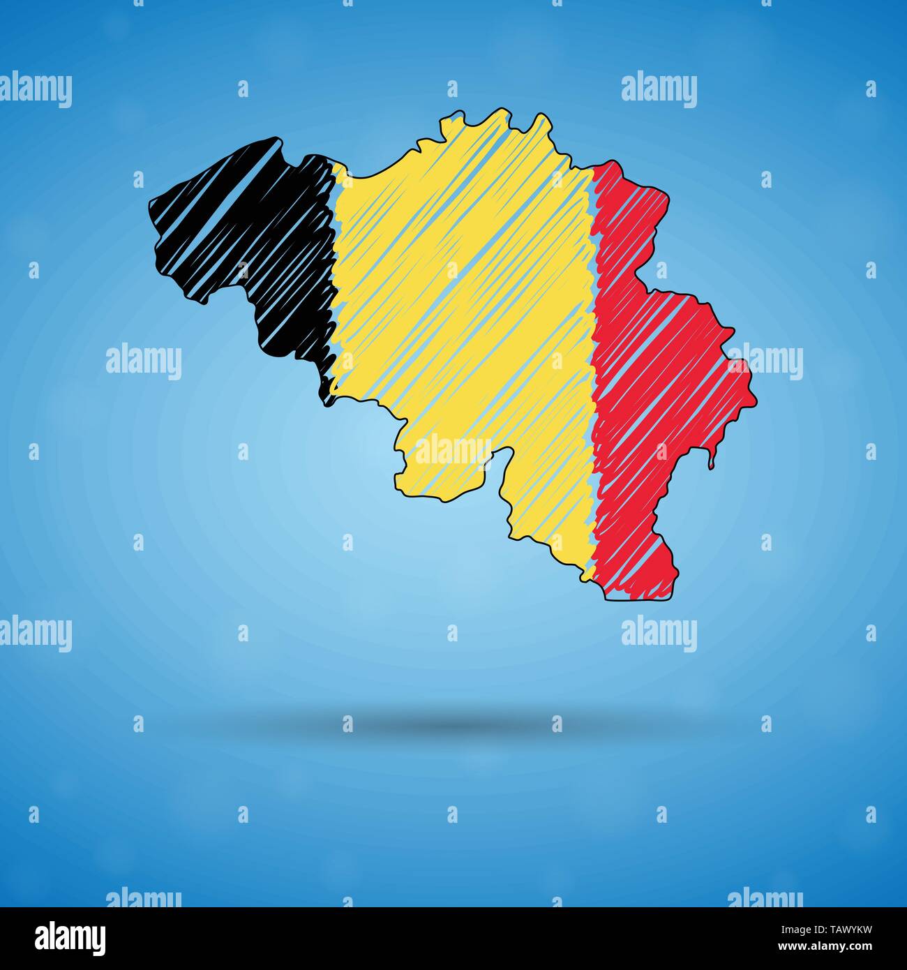 Scribble map of Belgium. Sketch Country map for infographic, brochures and presentations ...